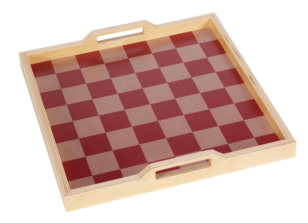 Checker serving tray game set- burgundy | wolfum